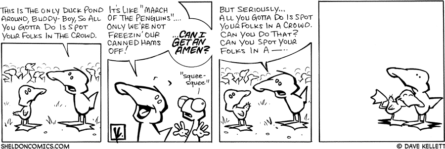 Will this baby duck find it's folks? - Sheldon® Comic Strip