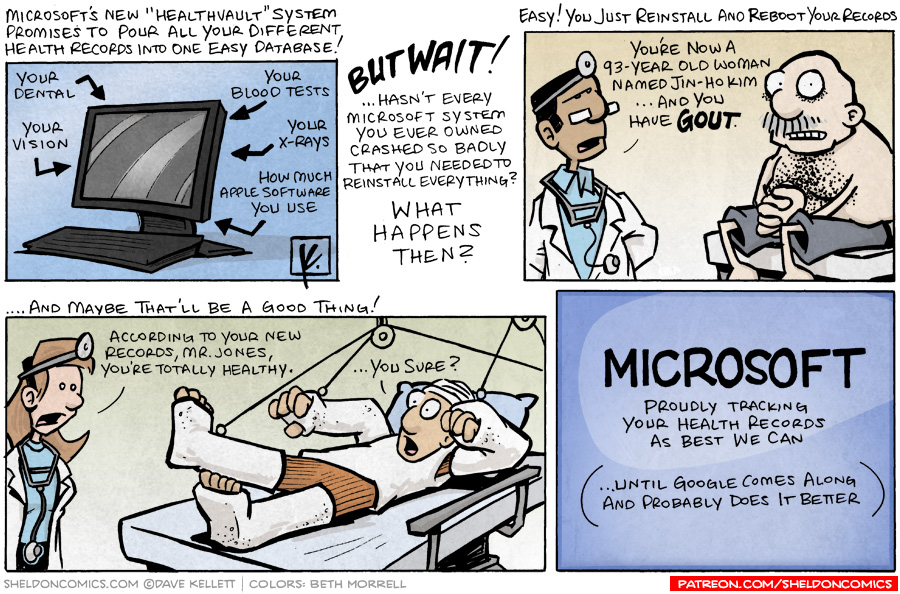 Microsoft should track our health records because... - Sheldon® Comic Strip