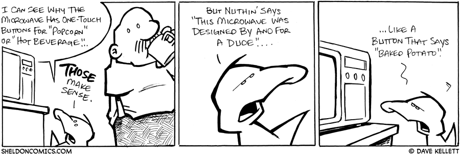 What are these one-touch buttons on the microwave? - Sheldon® Comic Strip