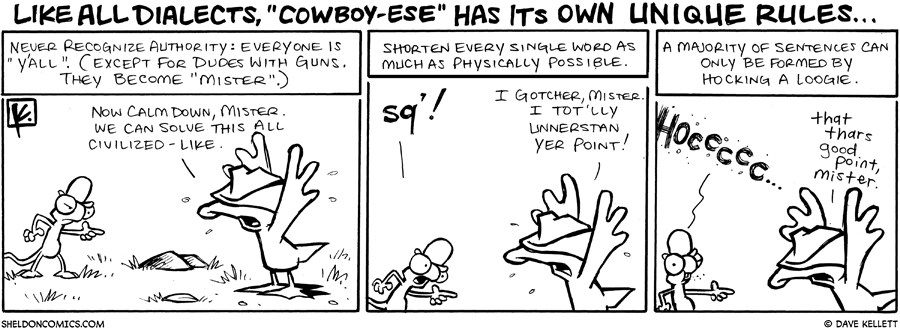 What is cowboy-ese? - Sheldon® Comic Strip
