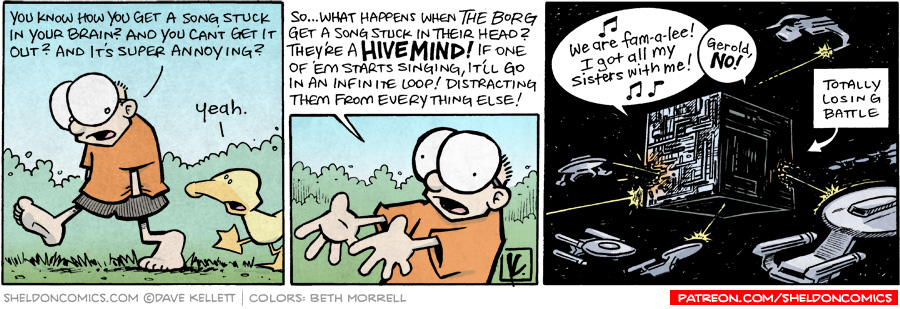 What happens when you get a song stuck in your head? - Sheldon® Comic Strip