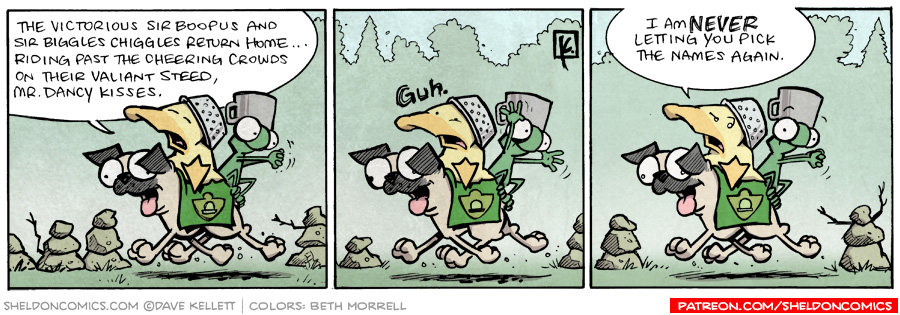 Who returns home past the cheering crowds? - Sheldon® Comic Strip