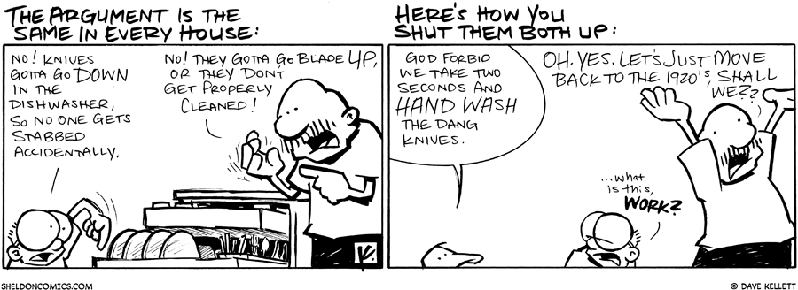 The same argument in every house is... - Sheldon® Comic Strip