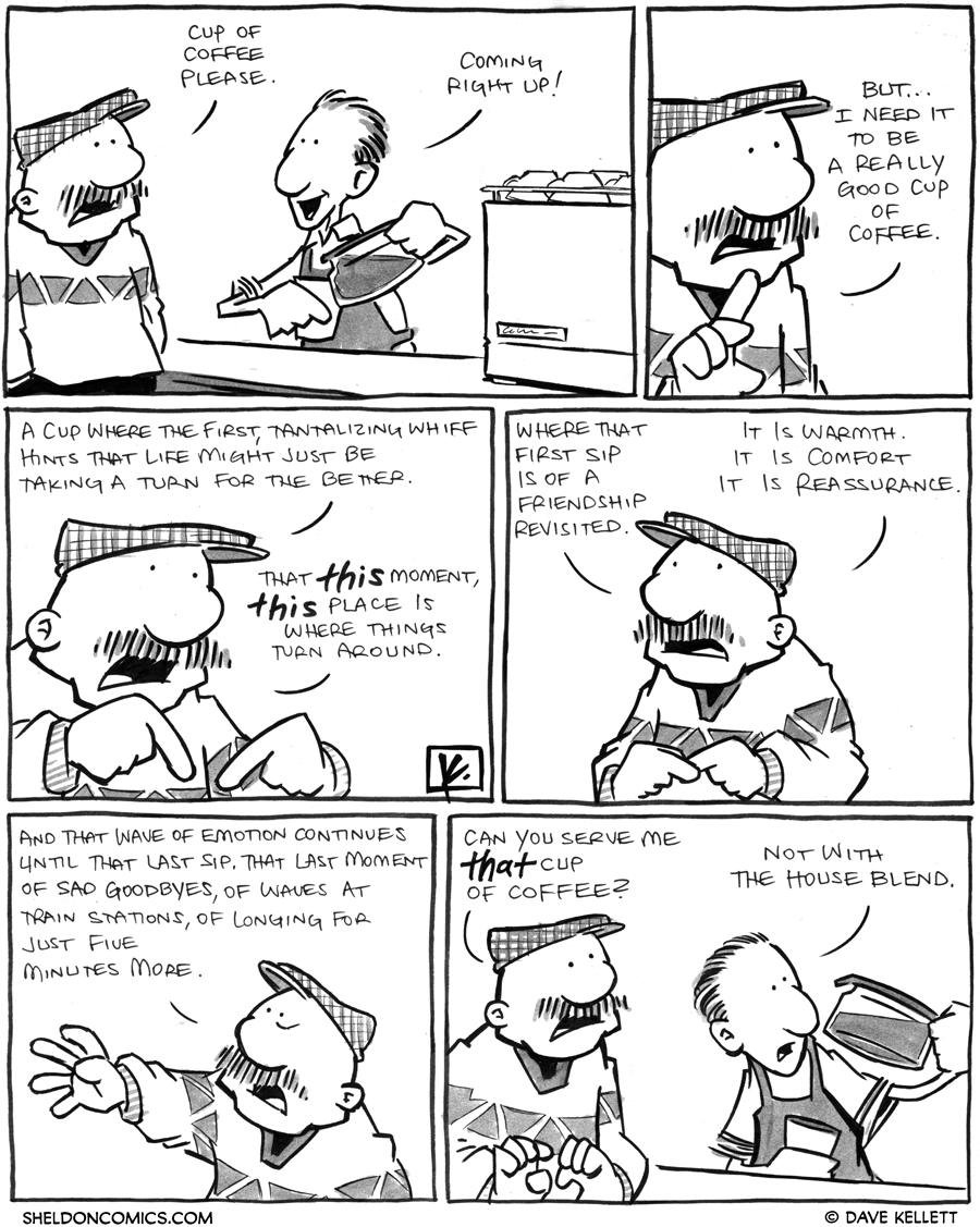 What type of coffee does Gramp order? - Sheldon® Comic Strip