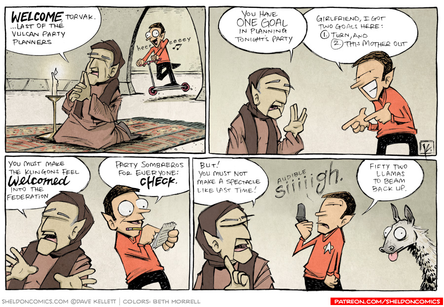 Torvak: Vulcan Party Planner, part 2 - Sheldon® Comic Strip