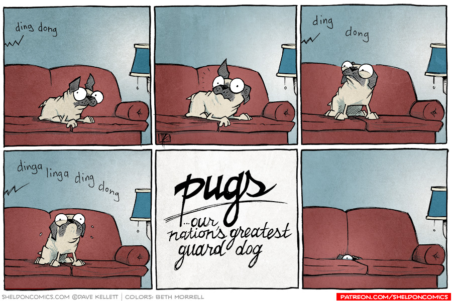 Pugs: Guard Dogs? - Sheldon® Comic Strip