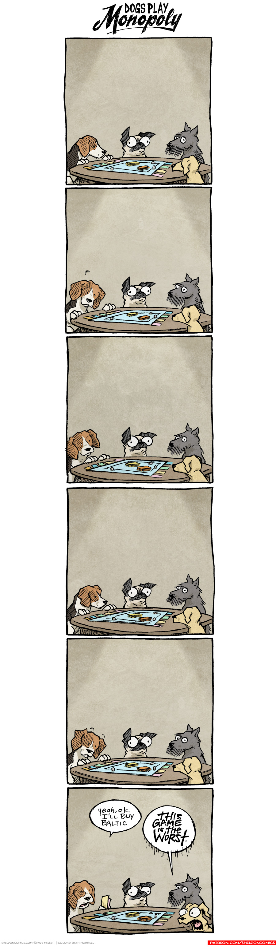 Dogs Play Monopoly - Sheldon® Comic Strip