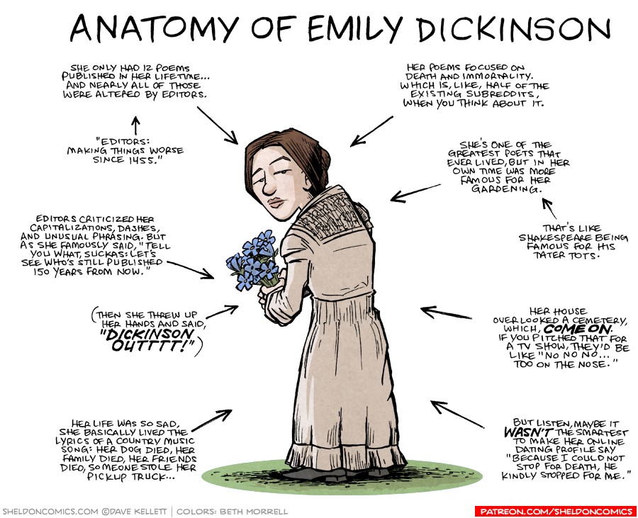 Anatomy of Emily Dickinson - Sheldon® Comic Strip